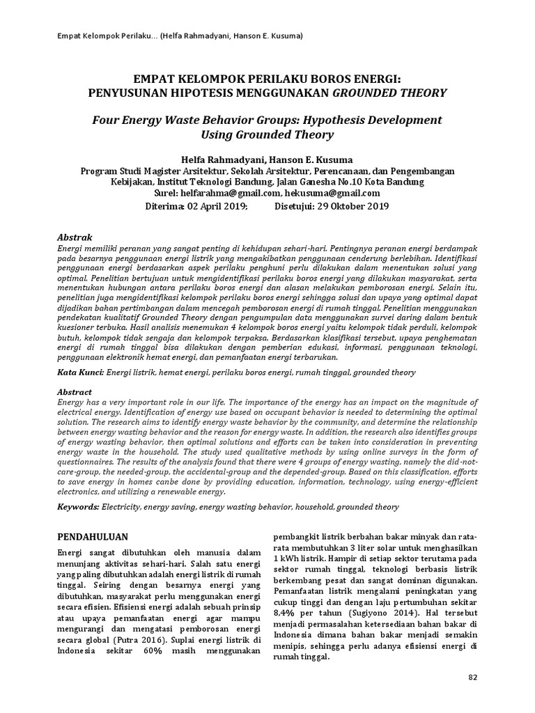 Empat Kelompok Perilaku Boros Energi Penyusunan Hi | PDF