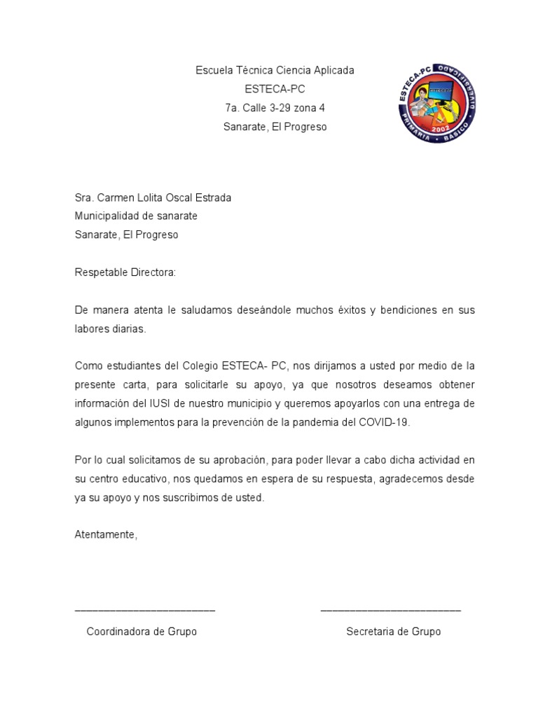 Carta de Solicitud de Aprobación | PDF