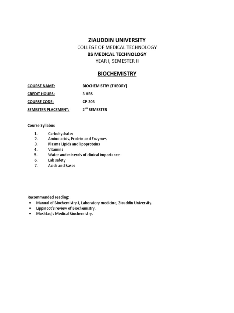 Course Outline Bio | PDF