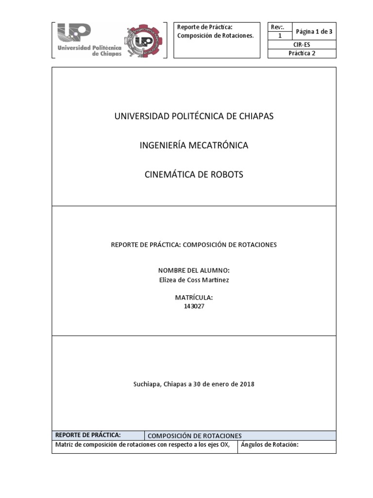 PRÁCTICA 2 CIR - Composición de Rotaciones | PDF | Rotación | Cinemática