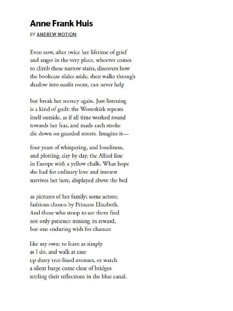 Poem Anne Frank Huis | PDF