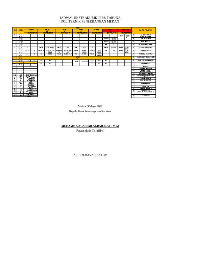 Nota Dinas Jadwal Ekskul Olahraga | PDF