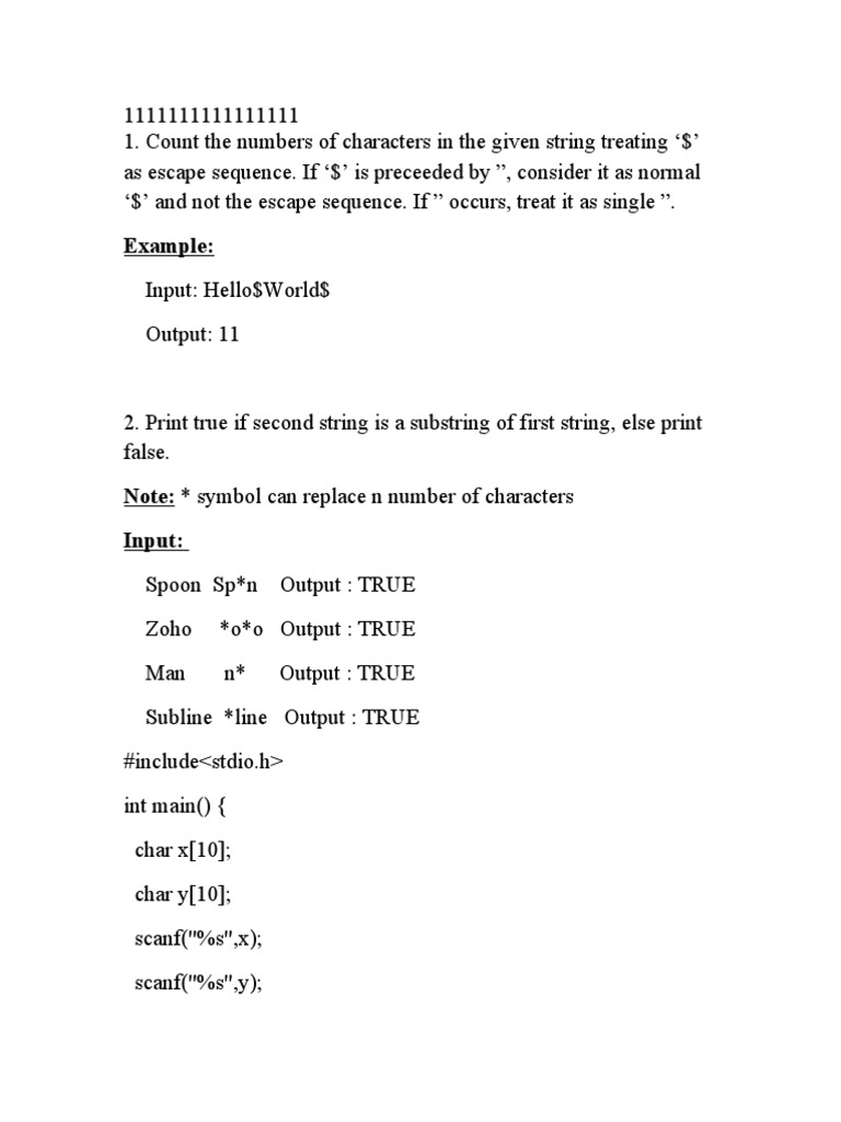 Zoho String Questions | Download Free PDF | Mathematics | Computing