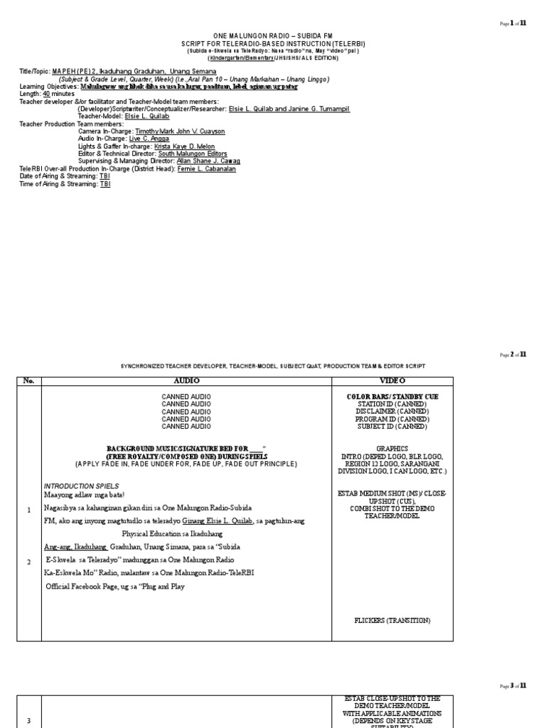 PE2 q2 Week 1 Balacayo-ES-SCRIPT-1 | PDF