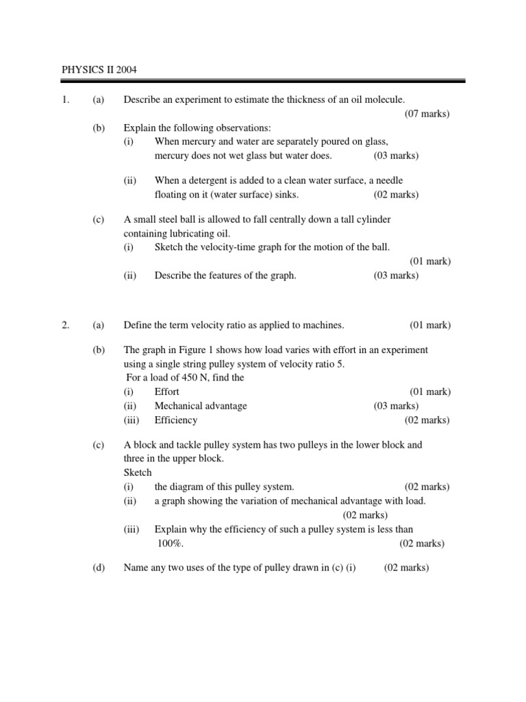 Uce Physics Paper Two 2004 | PDF | Water | Heat
