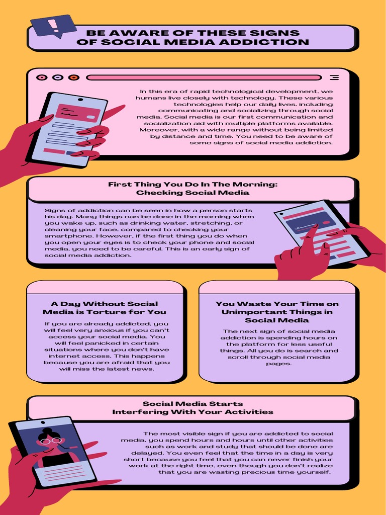 Be Aware of The Signs of Social Media Addiction Infographic | Download ...