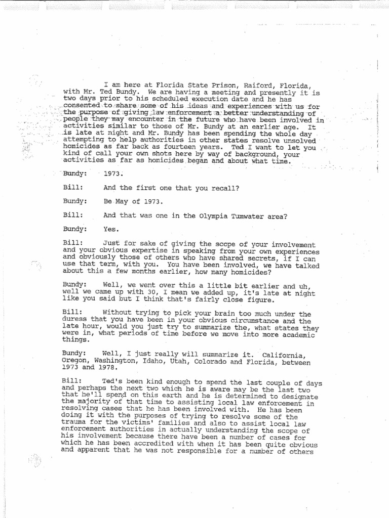 Ted Bundy - Bill Hagmaier Interview, Jan. 22, 1989 | PDF