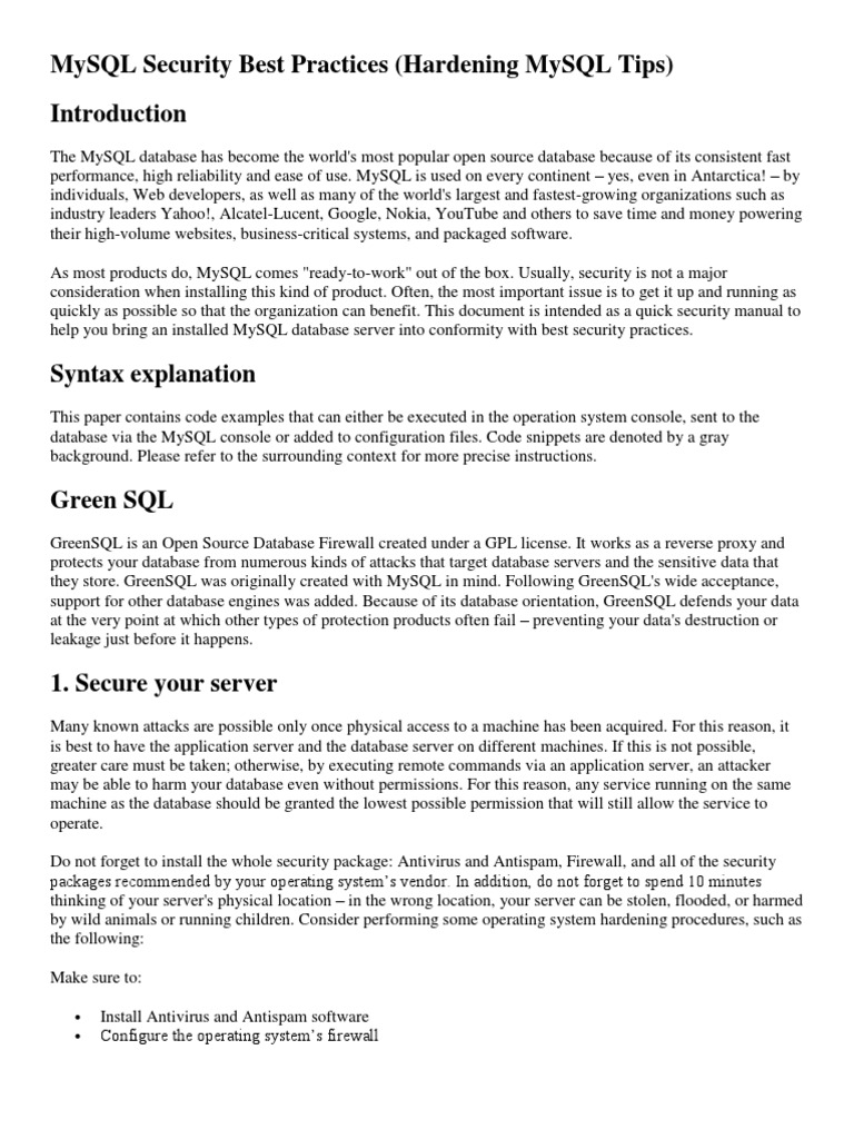 Securing Mysql Best Practices For Hardening Your Database And