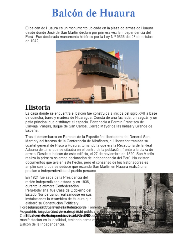 Balcón de Huaura: Historia | PDF | Perú | America latina