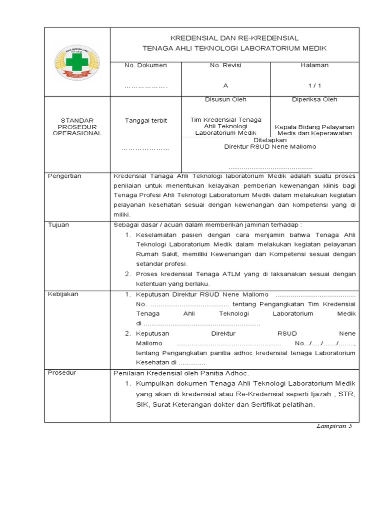 Lampiran 5 SOP Kredensial PKMS | PDF
