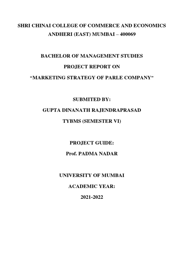 Parle Company Marketing Strategy Report | PDF | Null Hypothesis ...