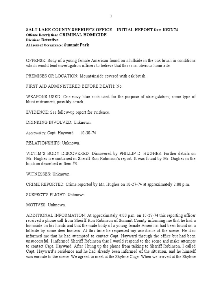 Ted Bundy - Melissa Smith - Autopsy Report | PDF