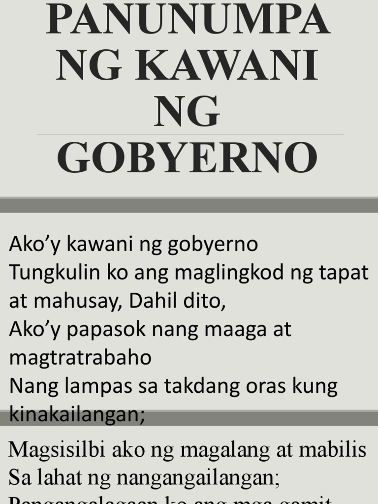 Panunumpa NG Kawani NG Gobyerno | PDF