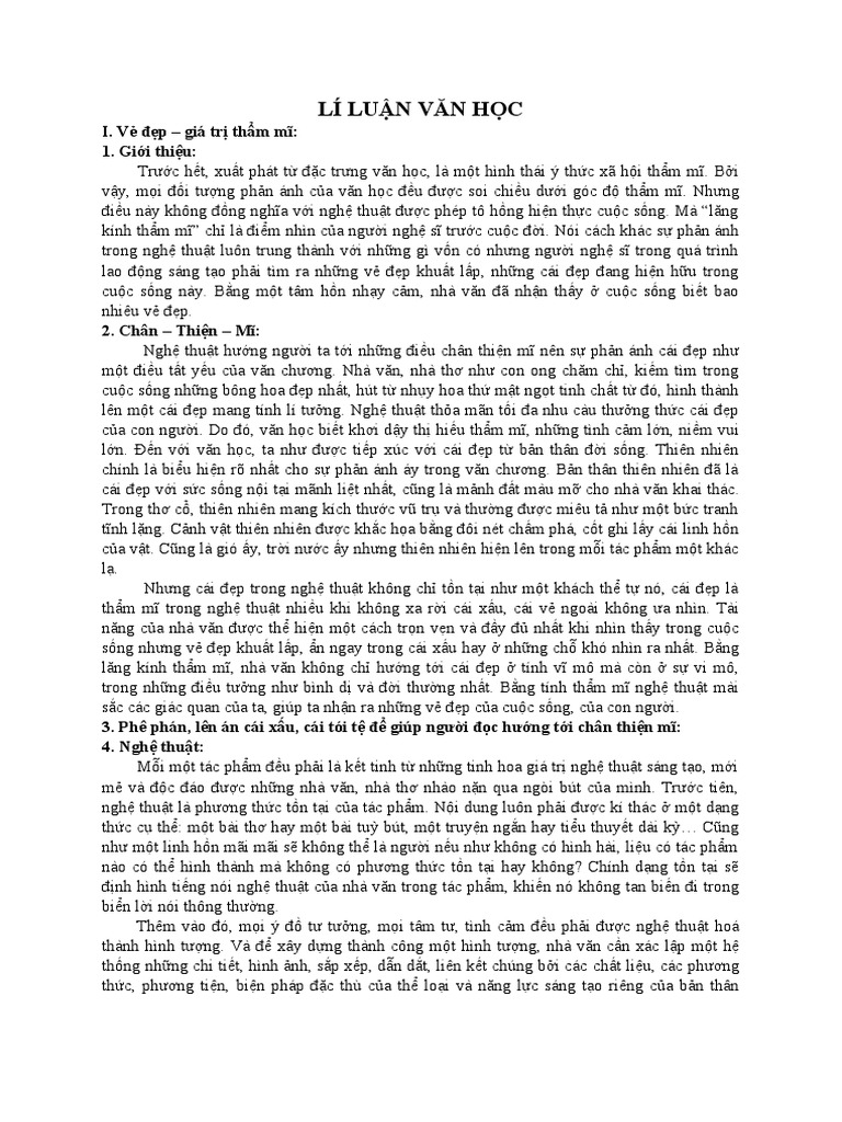 LÍ LUẬN VĂN HỌC | PDF