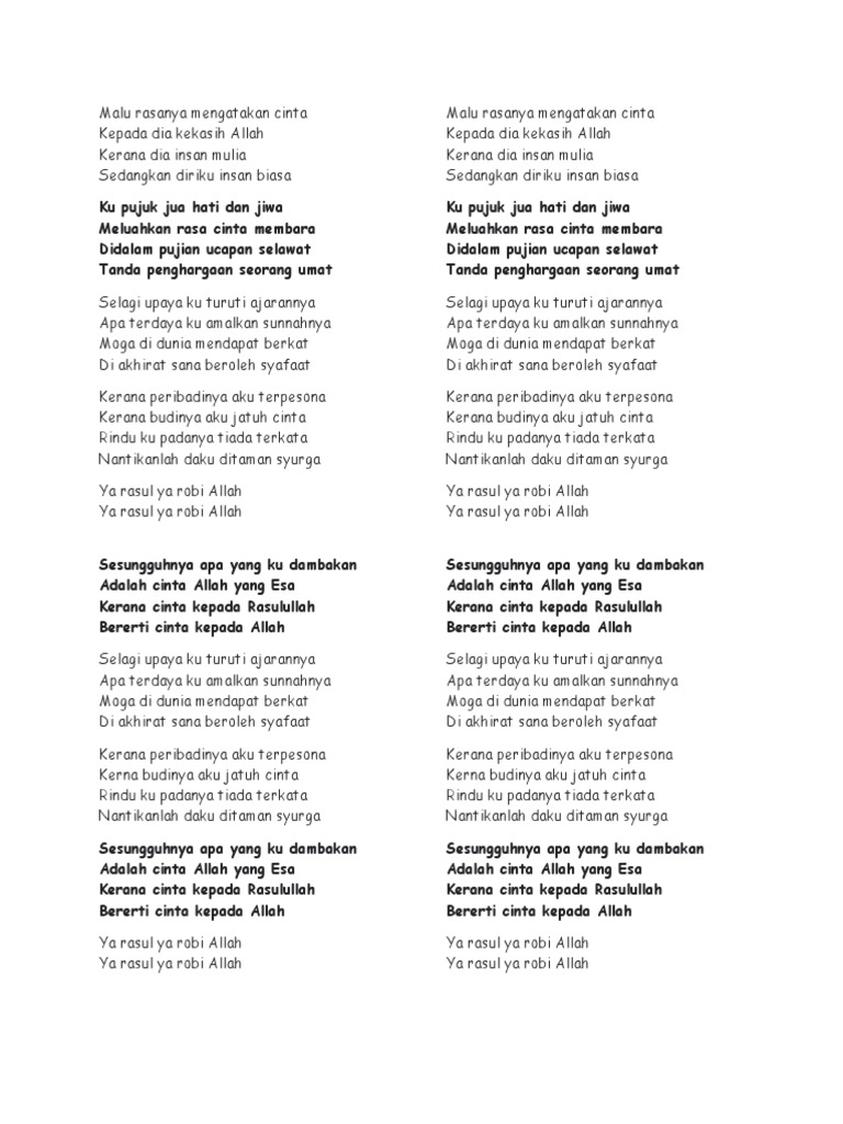 Lirik Lagu Dia Kekasih Allah Pdf