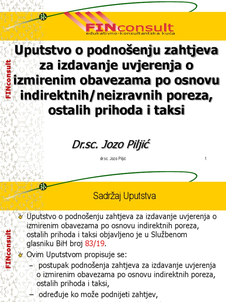 Jozo P. - Uputstvo o Podnošenju Zahtjeva Za Izdavanje Uvjerenja | PDF