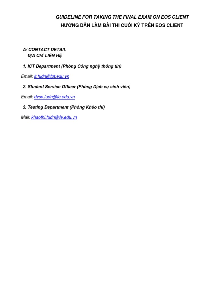 Guideline For Final Exam On EOS Client - Hướng Dẫn Làm Bài Thi Trên EOS ...