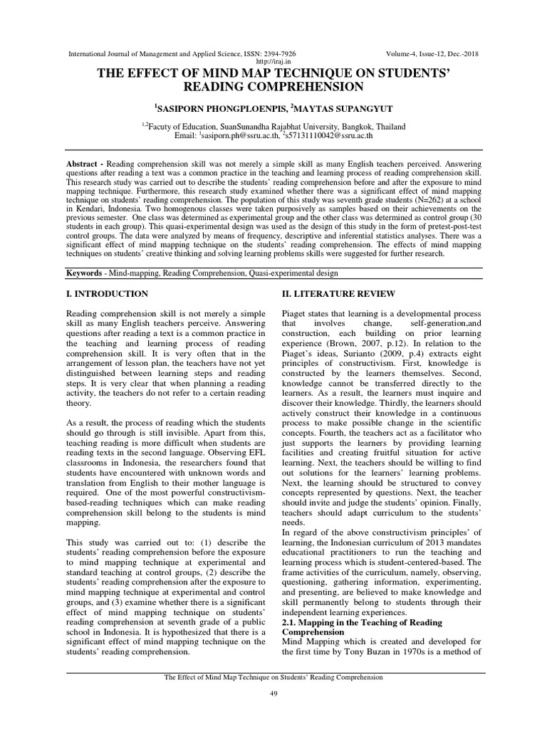The Effect of Mind Map Technique On Stud | PDF | Statistics | Analysis ...