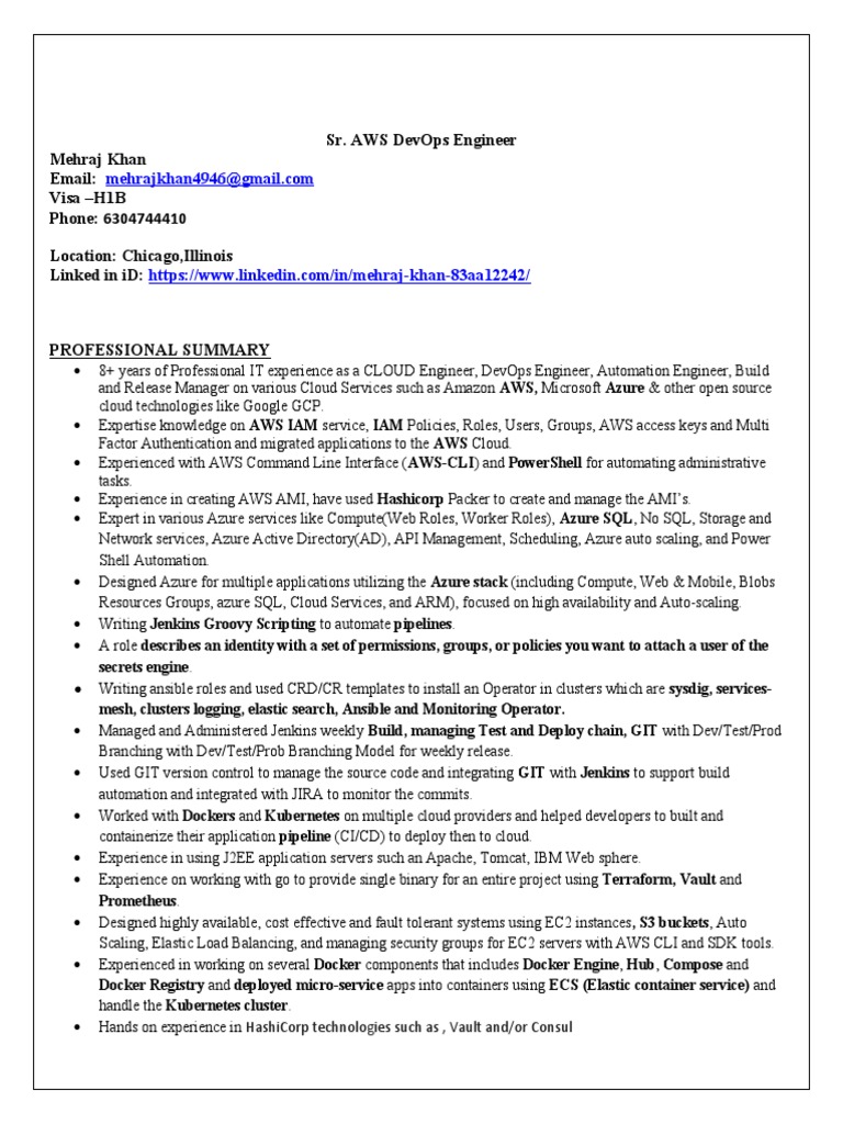 Mehraj Khan Cloud,Devops Engineer Resume | PDF | Cloud Computing ...