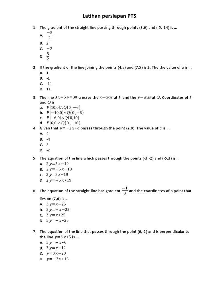 Soal Latihan PTS Kelas 8 | PDF | Function (Mathematics) | Area