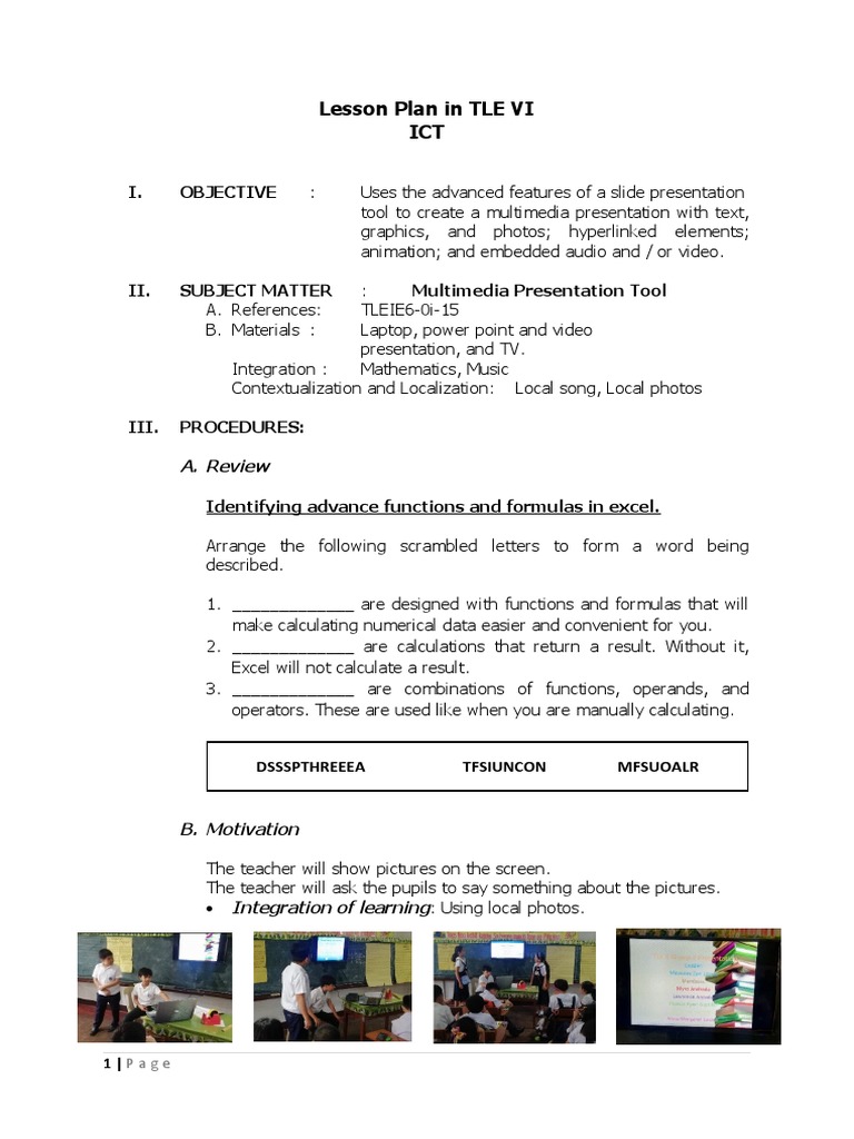 Lesson Plan in TLE VI | PDF | Multimedia | Hyperlink
