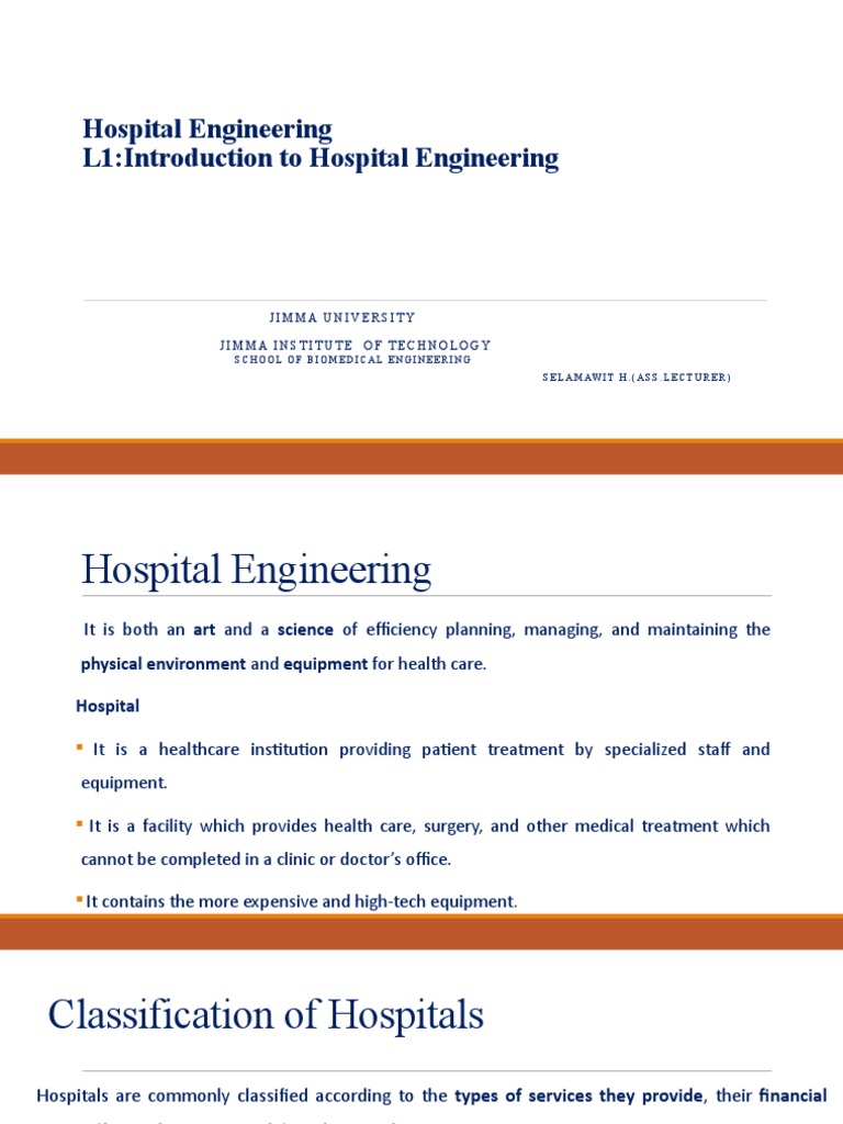L1, Introduction To Hospital Eng | PDF | Hospital | Health Care