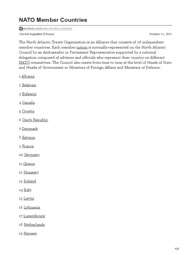 NATO Member Countries | PDF