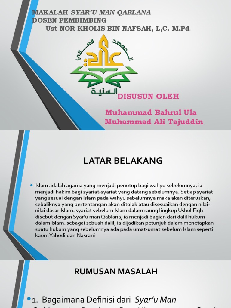 Syar’u Man Qablana: Hukum Sebelum Islam | PDF