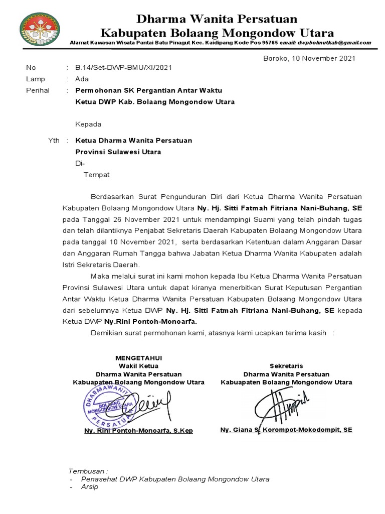 Permohonan SK Pergantian Ketua DWP | PDF