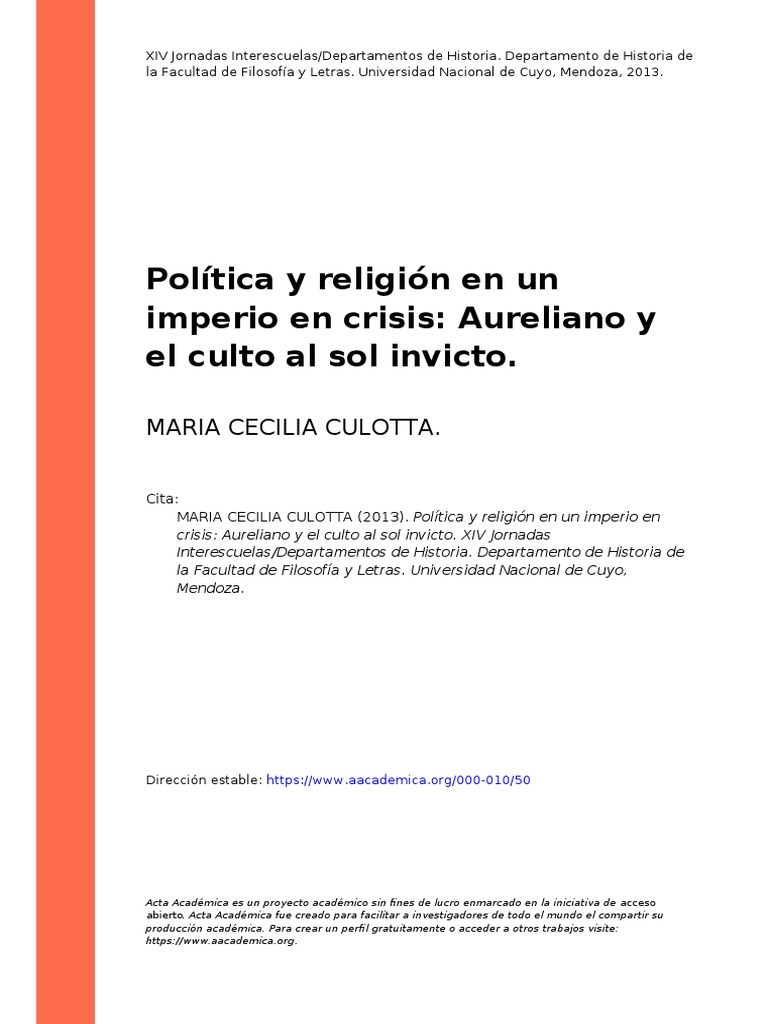 MARIA CECILIA CULOTTA (2013) - Política y Religión en Un Imperio en ...