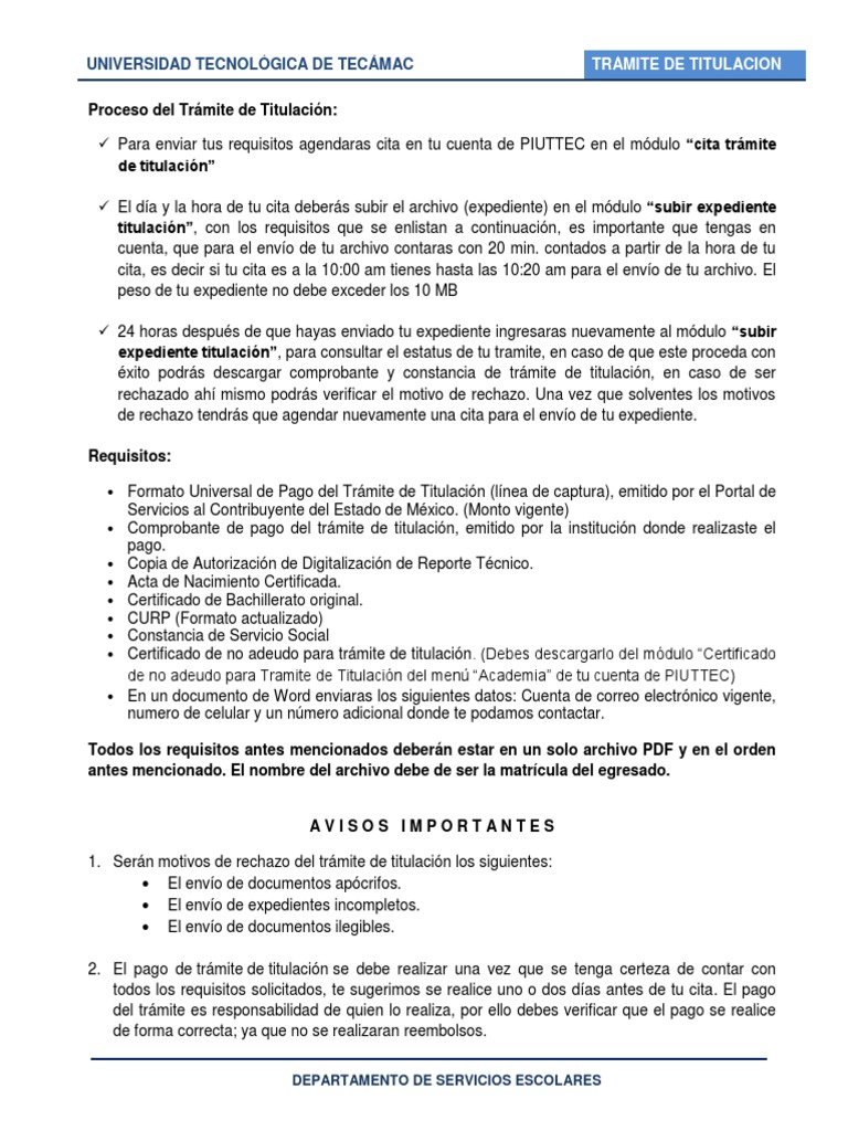 Requisitos para Tramite de Titulaci N | PDF