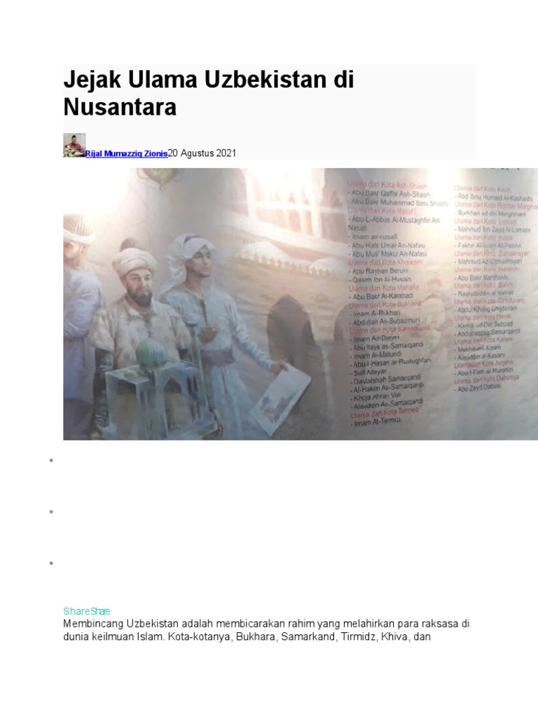 Jejak Ulama Uzbekistan Di Nusantara | PDF