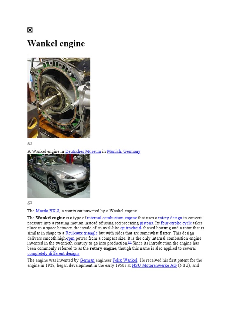 Wankel | PDF | Internal Combustion Engine | Cylinder (Engine)