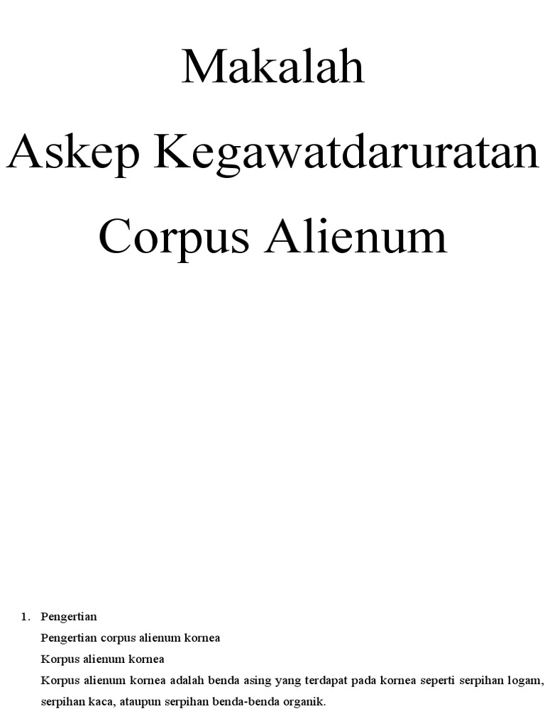 Makalah Corpus Alienum | PDF