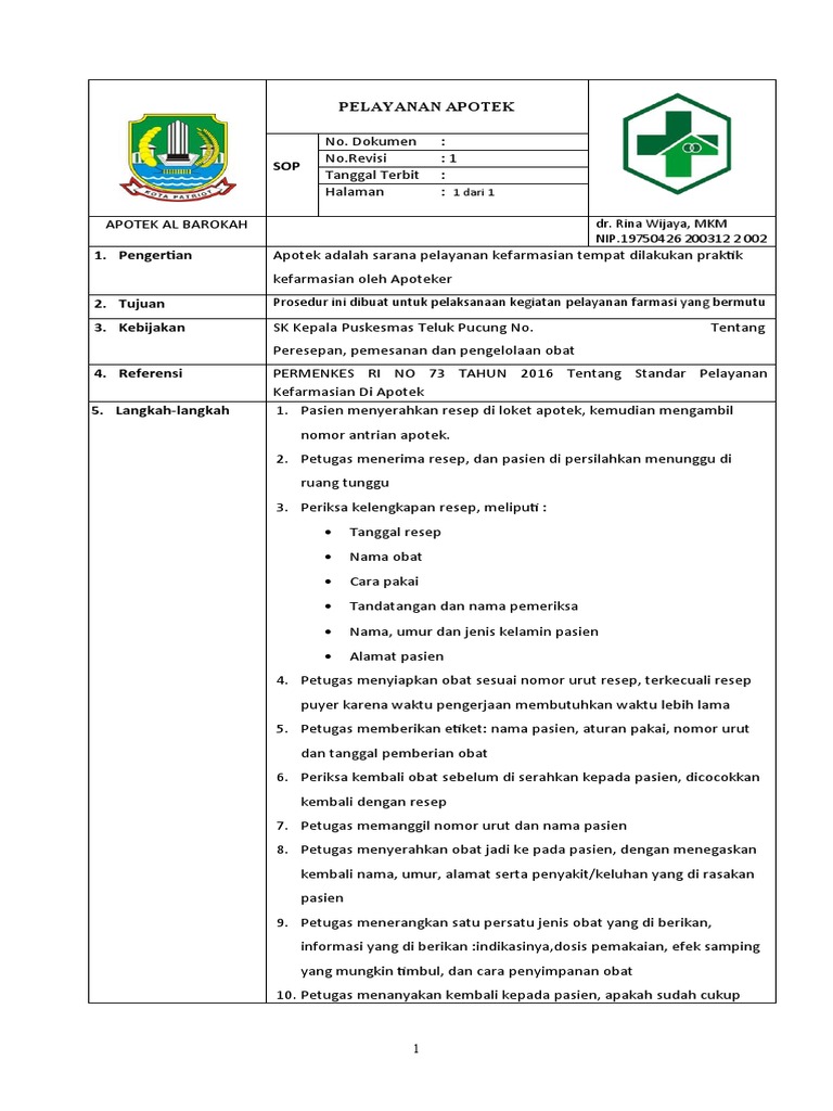 Alur Pelayanan Di Apotek Al Barokah Pdf