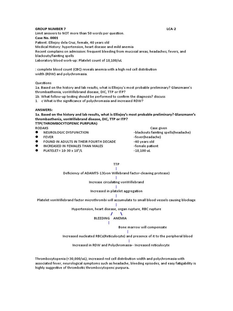 Anemia, Bleeding, and Coagulation Abnormalities: Two Cases of Bleeding Disorders | PDF ...