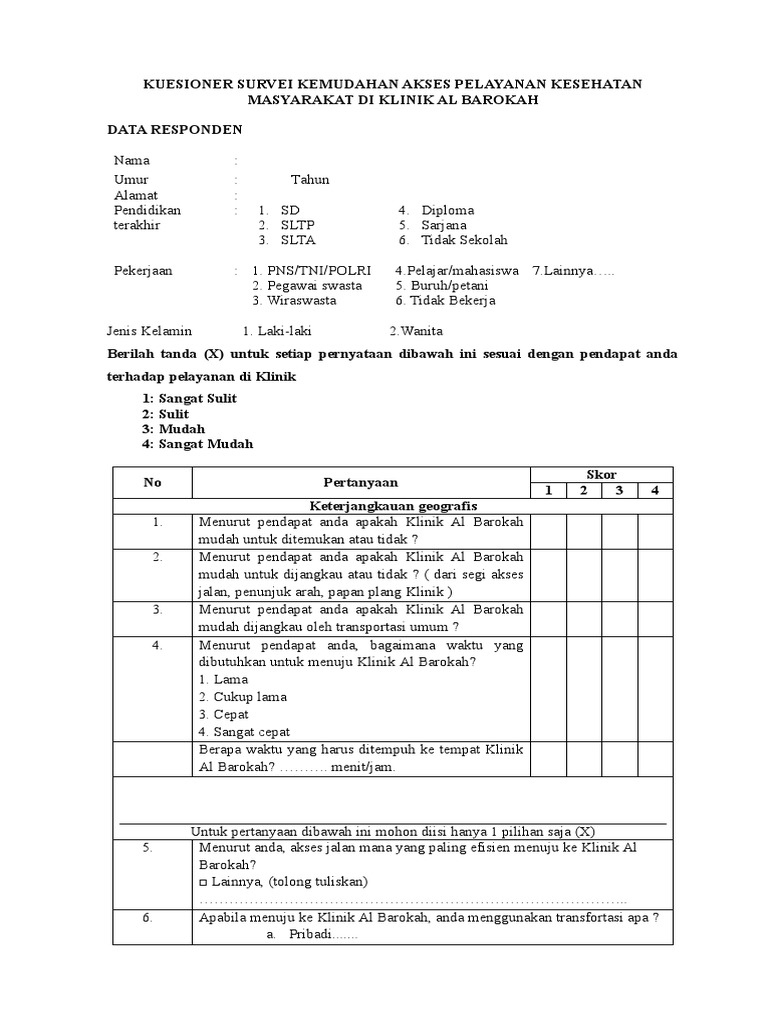 Kuesioner Akses | PDF