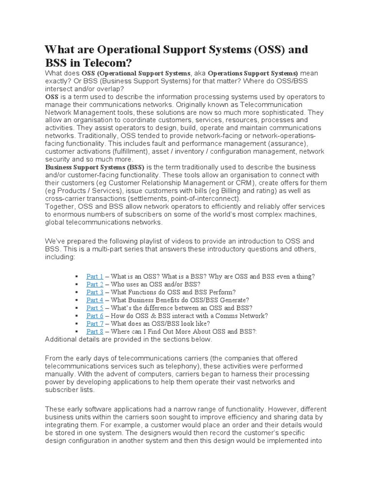 What Are Operational Support Systems | PDF | Computer Network ...