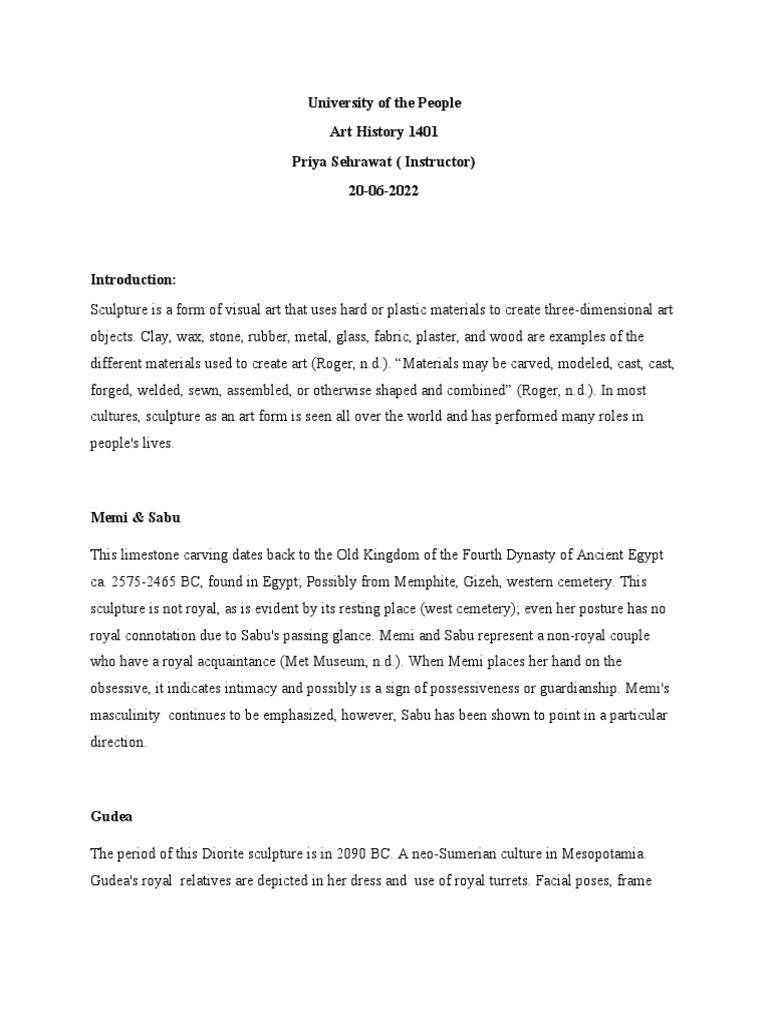 Arthist Written Assignment Unit 1 Pdf Sculpture