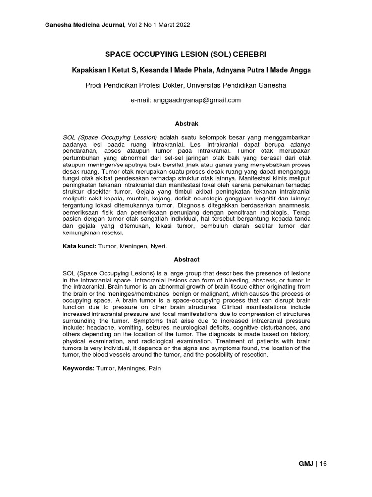 3 Space Occupying Lesion (Sol) Cerebri | PDF
