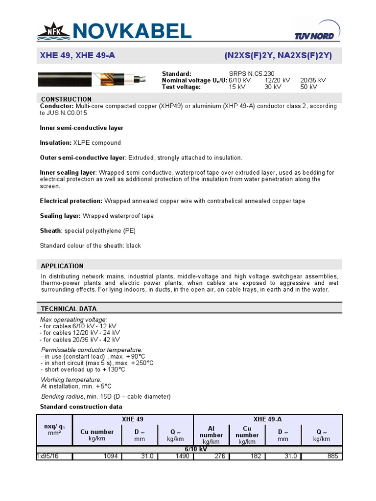 XHE 49-A Cables | PDF | Insulator (Electricity) | Power Engineering