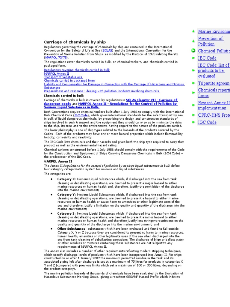 Carriage of Chemicals by Ship and IGC Code | PDF | Dangerous Goods | Ships