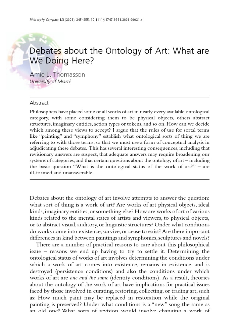 Amie Thomasson What Are We Doing Here | PDF | Ontology | Works Of Art