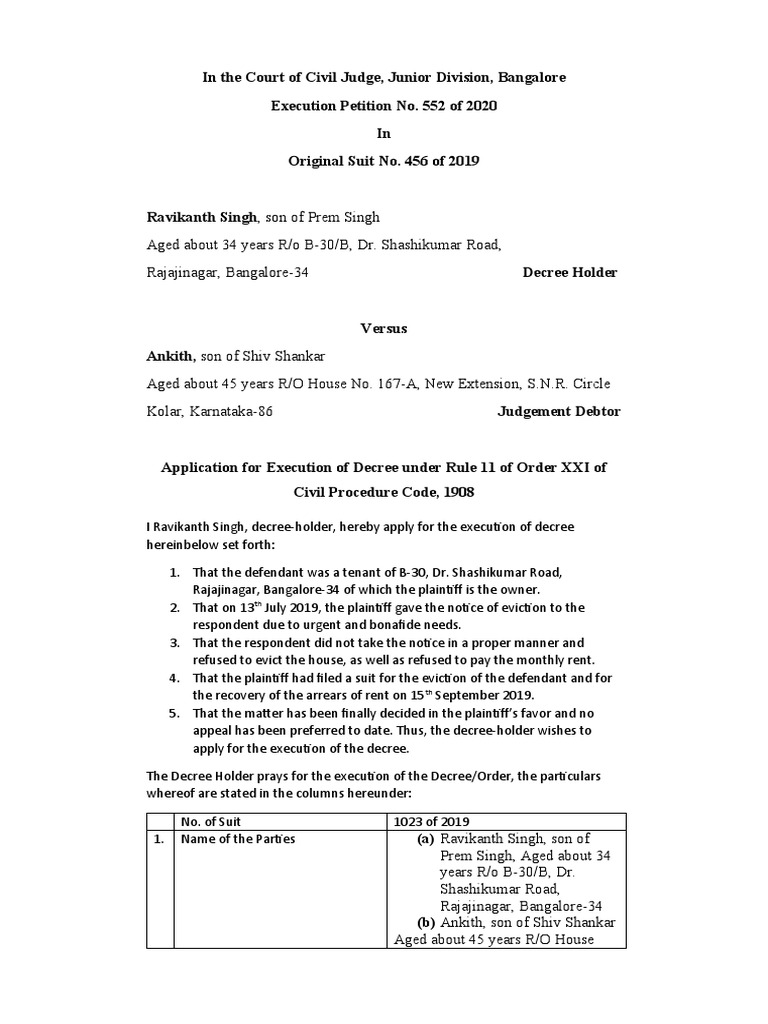 Execution Petition | PDF | Lawsuit | Judiciaries