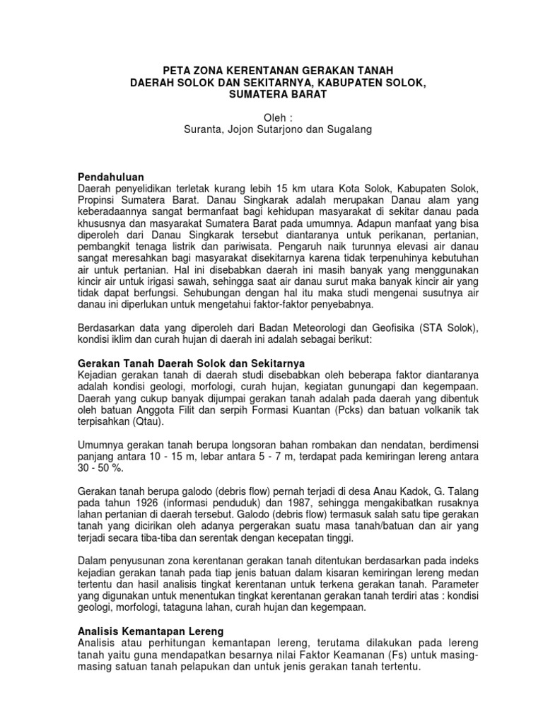 19 (Peta Zona Kerentanan Gerakan Tanah Daerah Solok Dan Sekitarnya ...