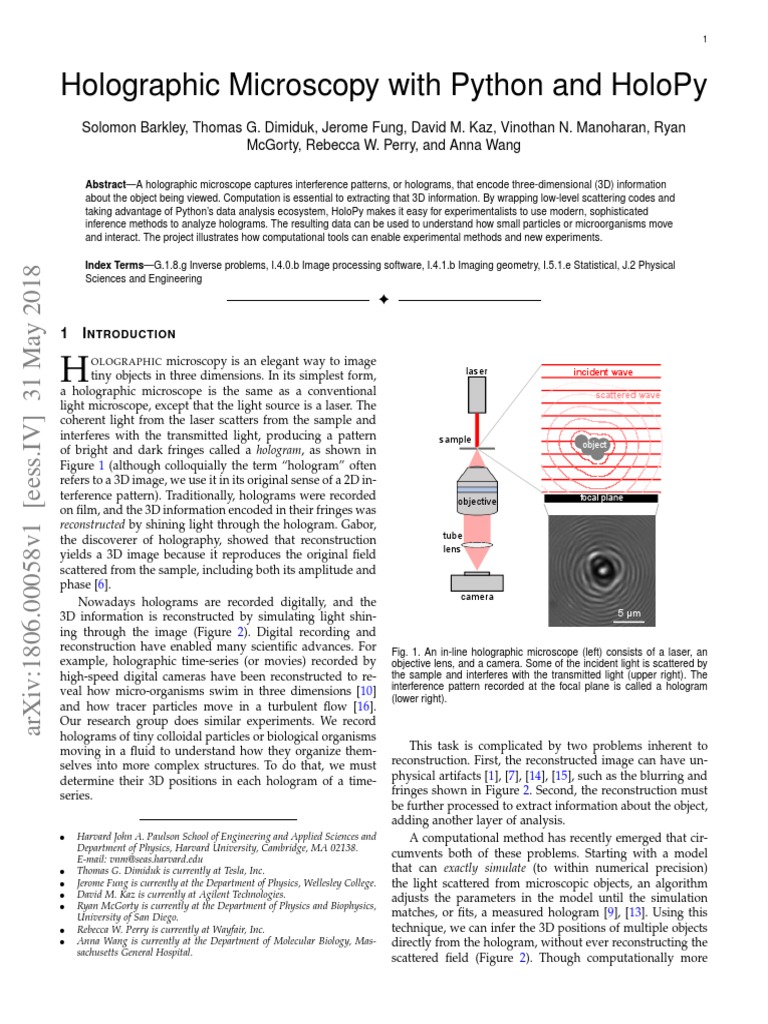Holographic Microscopy With Python and Holopy | PDF | Holography ...