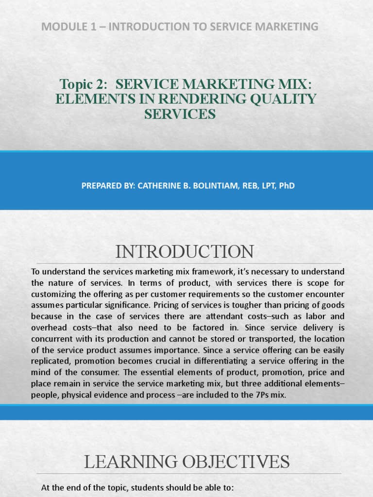 Service Marketing Mix: Understanding 7Ps | PDF | Marketing | Pricing