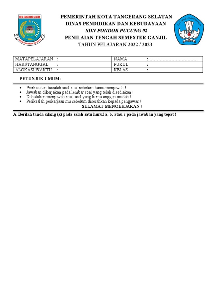 Contoh Kop Soal Pts | PDF