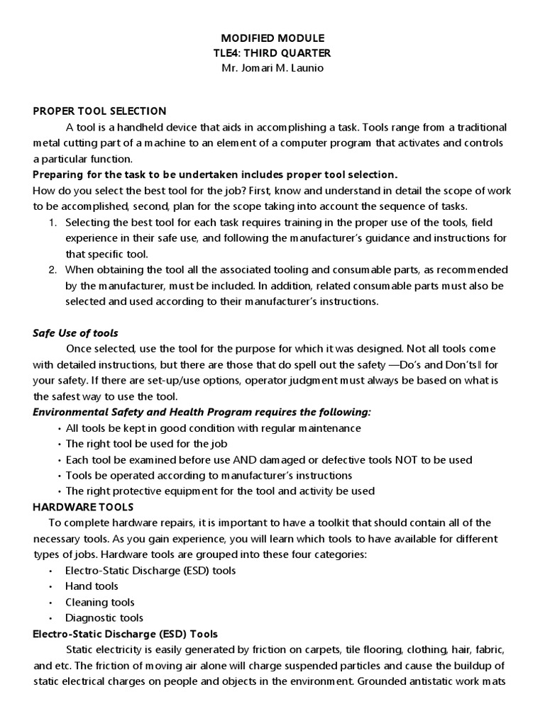 Proper tool selection and safe EO use | PDF | Electrostatic Discharge ...