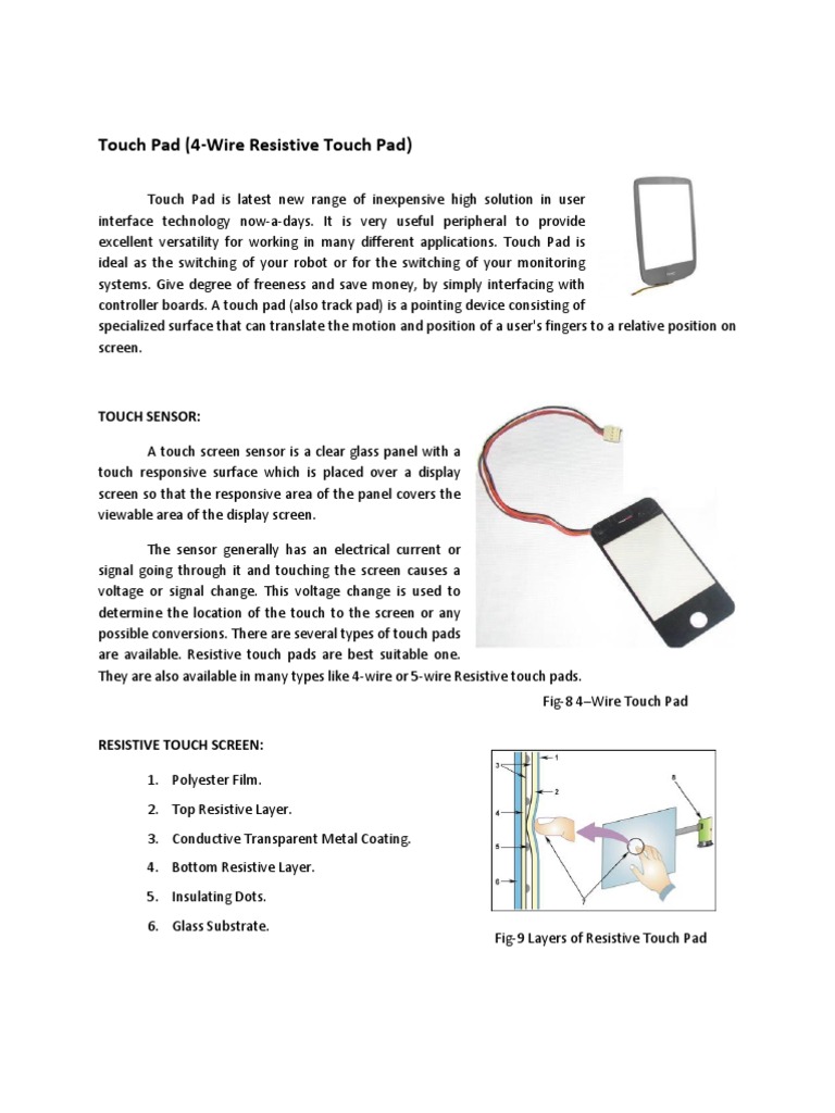 Touchpad 4-Wire Manual | PDF | Touchscreen | Resistor